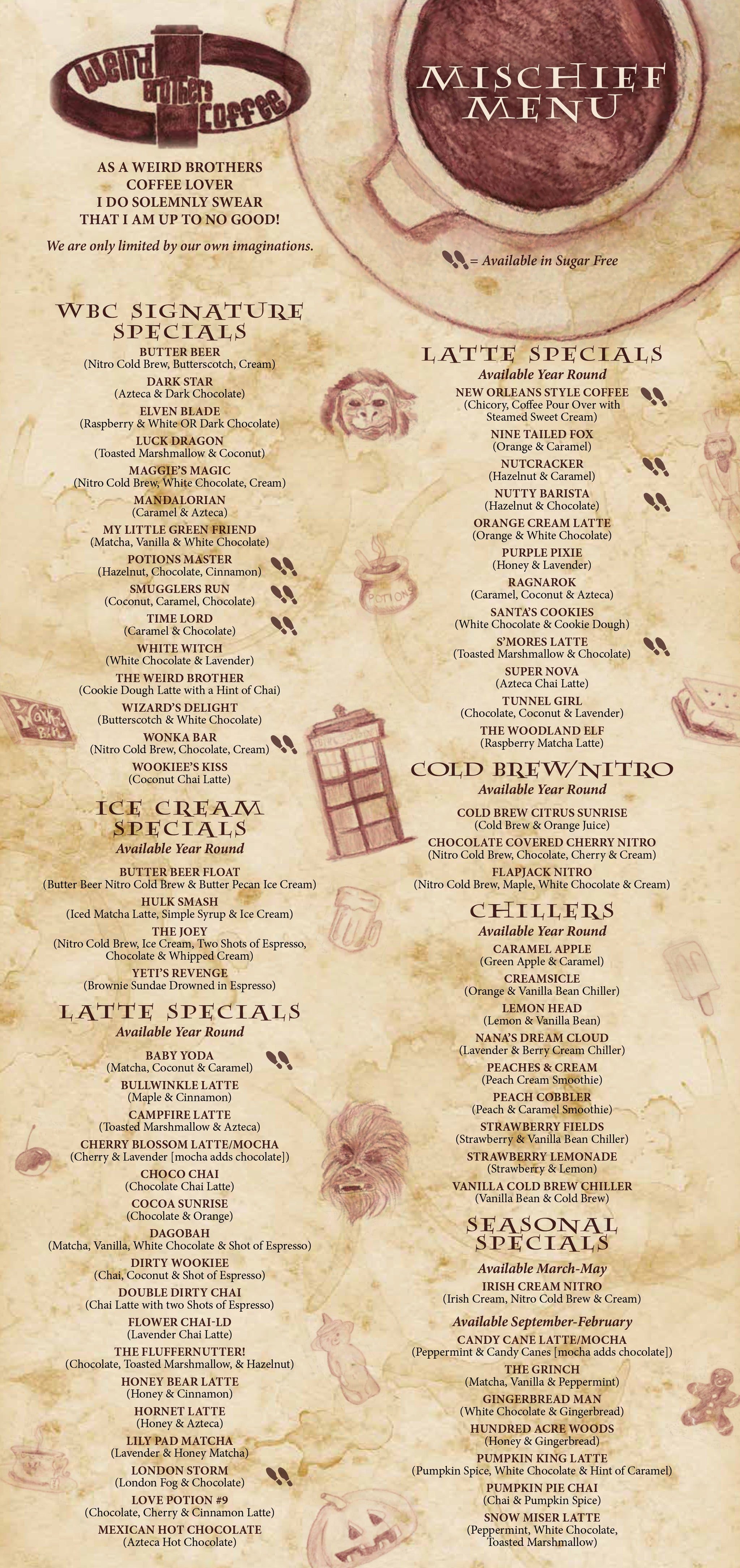 Mischief Menu – Weird Brothers Coffee